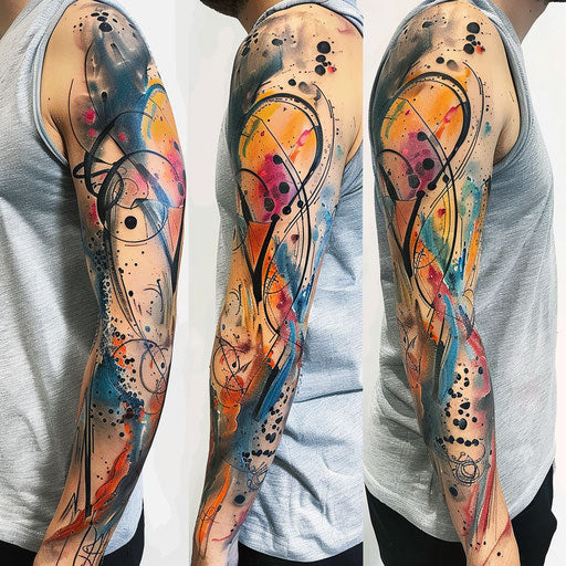 Tattoo sketch of abstract shapes and watercolor splashes – IMAGELLA