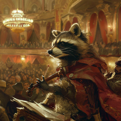 Raccoon musician at grand concert hall – IMAGELLA