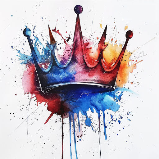 Modern queen crown with abstract colorful brush strokes – IMAGELLA