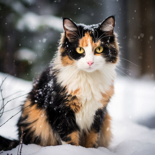 Calico cat in the snow – IMAGELLA