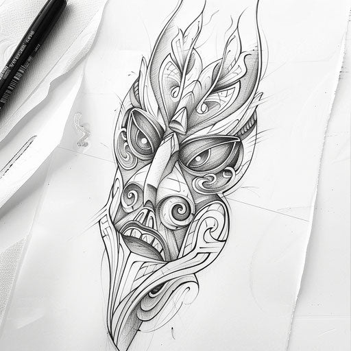 Graphic tattoo sketch of a modern moko design – IMAGELLA