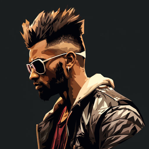 Handsome man with mohawk haircut, animated GIF style, smooth lines ...