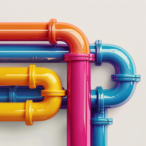 Realistic pipe illustration on flat white background, bright colors ...