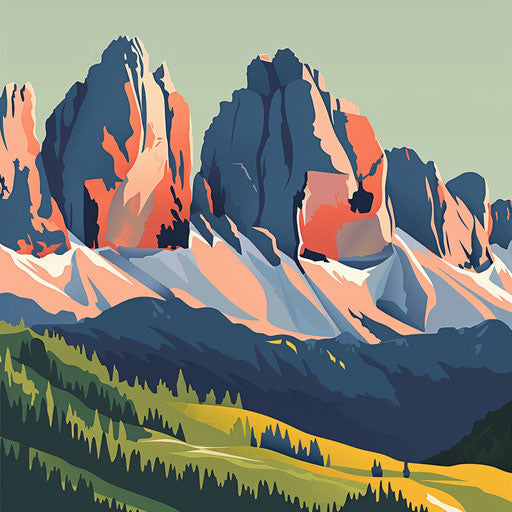 Flat graphics of the Dolomites mountain – IMAGELLA