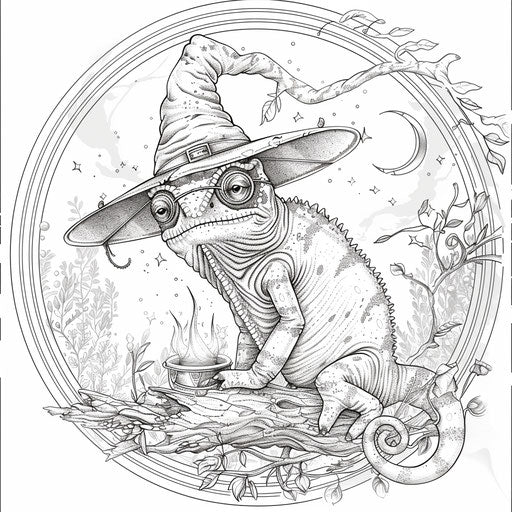 Whimsical wizard chameleon – IMAGELLA