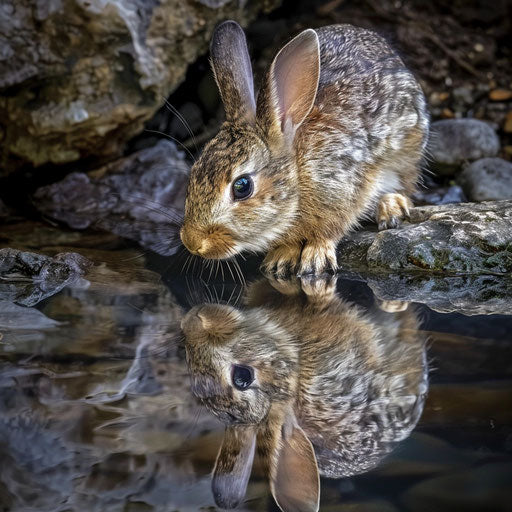 Rabbit's reflection in a crystal-clear pond – IMAGELLA
