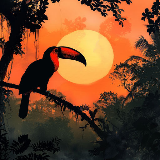 Toucan at sunset in the rainforest canopy – IMAGELLA