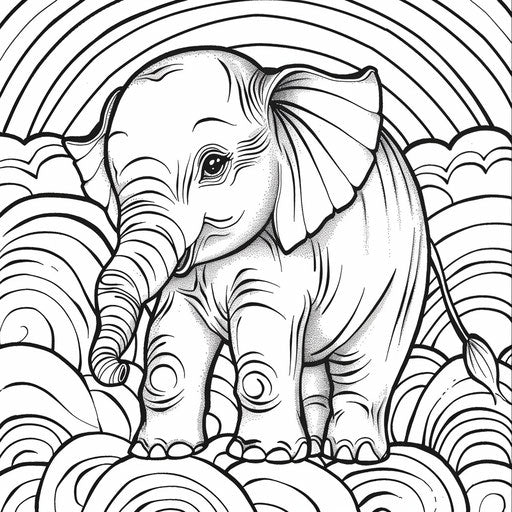 Baby elephant with rainbow colors in the style of Teagan White Coloring ...
