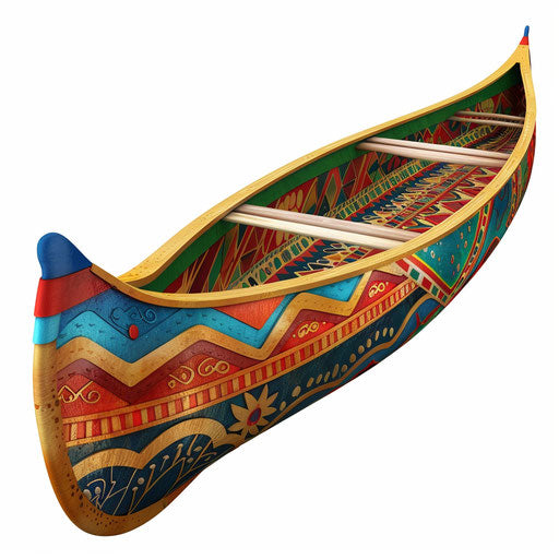 Realistic illustration of a canoe on white background, vibrant colors ...