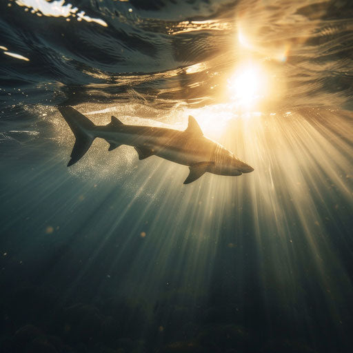 Shark at twilight, sunlight filtering through water – IMAGELLA