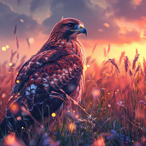 Red hawk in a magical grassland – IMAGELLA