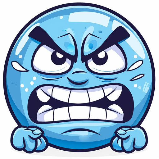 Blue emoticon with exaggerated expressions of anger and pain – IMAGELLA