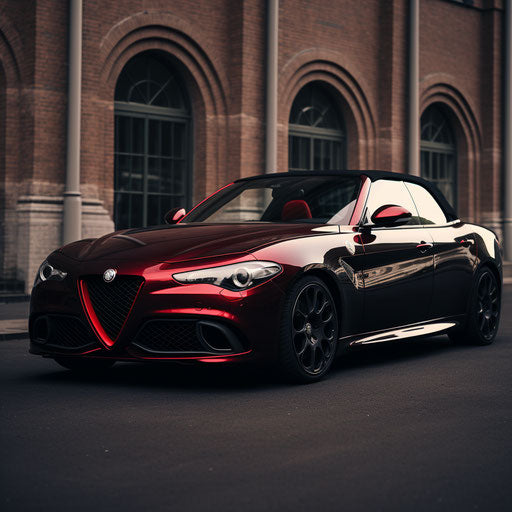 Classic convertible Alfa Romeo Giulia Quadrifoglio with the top down ...