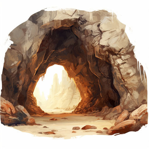 Oil painting of a cave on white background – IMAGELLA
