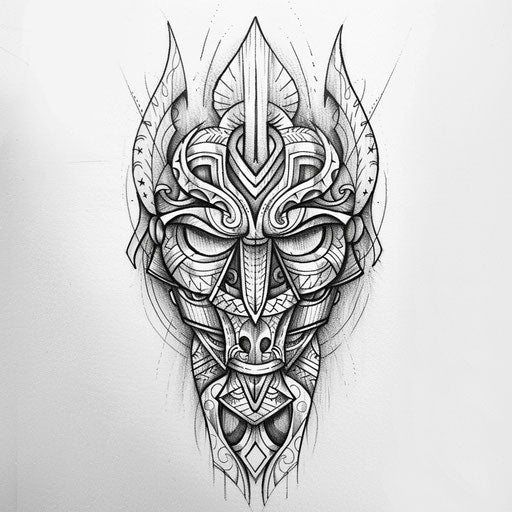 Graphic tattoo sketch of a moko design with clear, defined lines and a ...