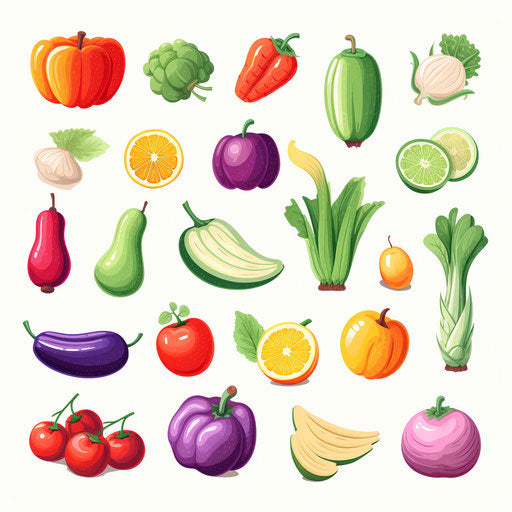 Fruits and vegetables clipart in the style of Pastel Colors Art – IMAGELLA