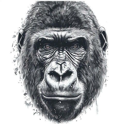 Realistic gorilla face tattoo design on white background. – IMAGELLA