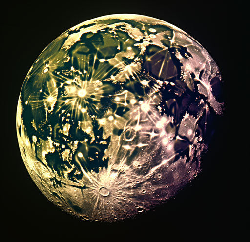 Lunar shadow with light purple and gold hues on surface – IMAGELLA