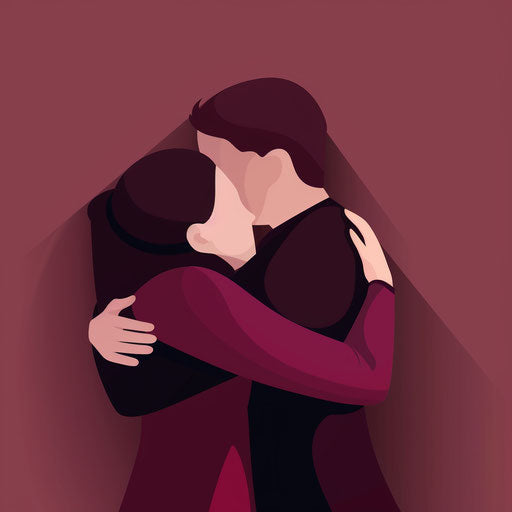 Deep maroon flat backdrop with realistic hug clipart, dynamic shadows ...