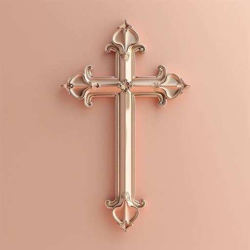 Realistic cross on flat pastel peach background – IMAGELLA