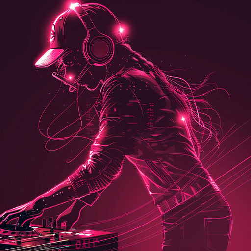 Flat deep maroon background with realistic DJ clipart – IMAGELLA
