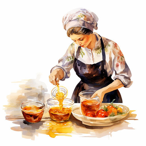 Cooking illustration in the style of Oil painting, on a white ...