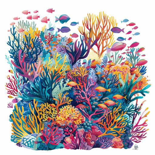 Coral reef ecosystem, colorful marine life as tattoo – IMAGELLA
