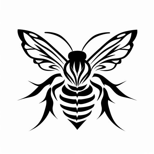 Tribal bee tattoo with bold lines on pristine white background – IMAGELLA