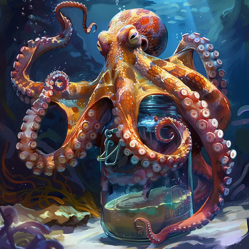 Clever octopus opening a jar with dexterity – IMAGELLA