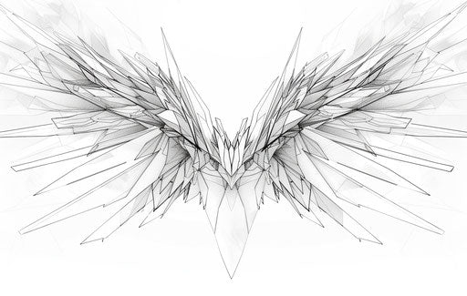 Angular angel wings on white background, geometric cubism style – IMAGELLA