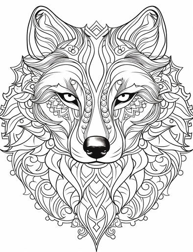 Coloring page of wolf head, intricate patterns, colorscapes – IMAGELLA