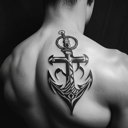 Tatuajes tribales para hombres con un ancla tribal con cuerdas en el ...