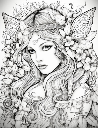 Fairy coloring pages for girls, in the style of Anne Stokes, Laurel ...