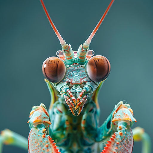 Camarón mantis con una mirada inquisitiva, detallada y nítida, al ...