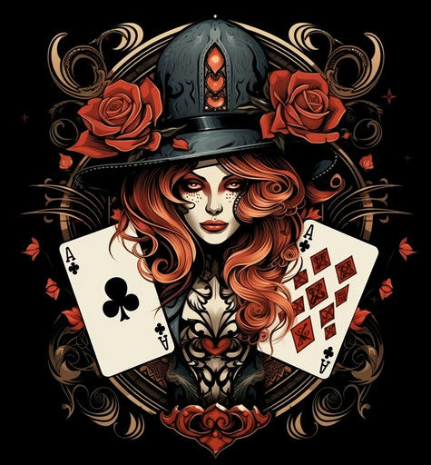 The queen of spades with a girl and the skull and roses – IMAGELLA