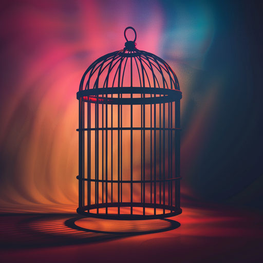 Realistic cage with flat random background – IMAGELLA