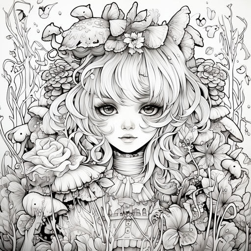 Girl coloring in garden in visual kei style – IMAGELLA