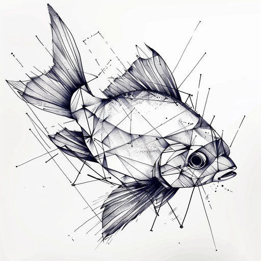 Modern geometric fish tattoo on white background – IMAGELLA