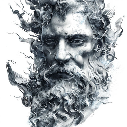 Photorealistic tattoo of Hades' face, detailed, on white background ...