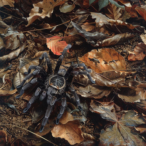 Tarantula on forest floor with leaves and twigs – IMAGELLA