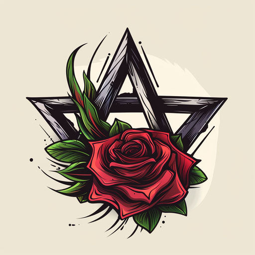 Anarchy symbol intertwined with red rose, clipart style – IMAGELLA