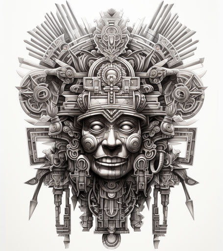 Aztec symbols tattoo with a person – IMAGELLA