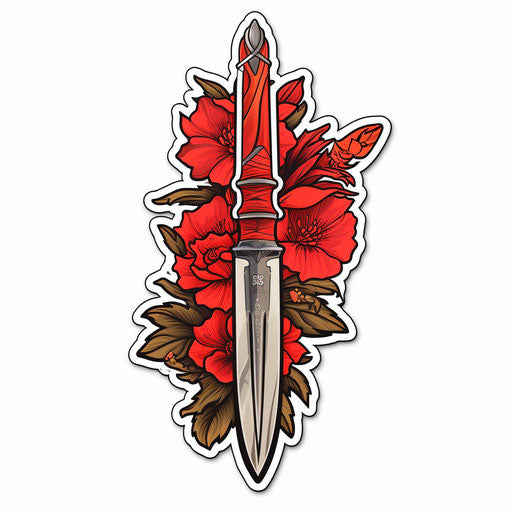 The dagger with red flowers, tangled forms, manga style – IMAGELLA