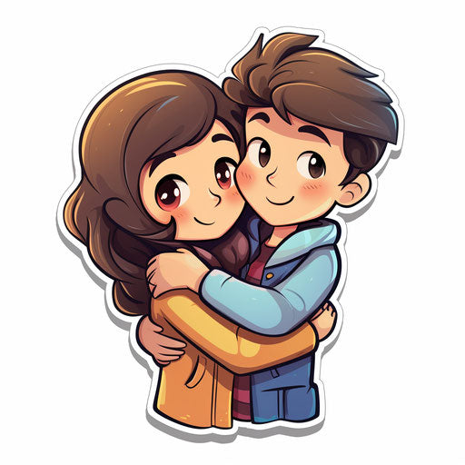 Datamoshed HD love and romance cartoon of girl hugging boy – IMAGELLA