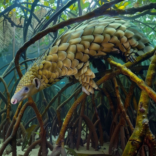 A pangolin traversing the delicate ecosystem of a mangrove – IMAGELLA