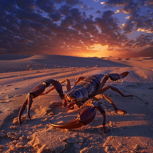 Scorpion ready to strike on a sand dune at twilight – IMAGELLA