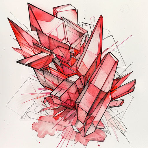 Contemporary tattoo sketch of abstract ruby mosaic shards – IMAGELLA