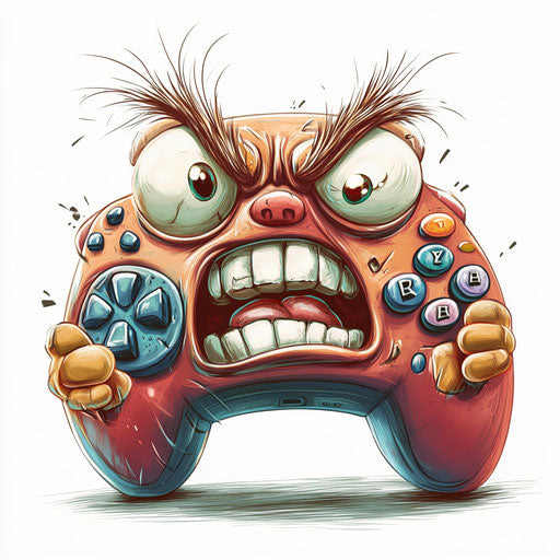 Humorous caricature of a game controller with human characteristics ...