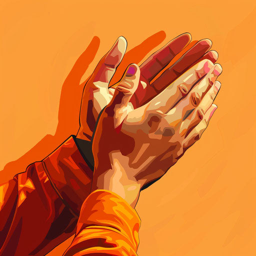 Realistic clapping clipart on a flat, sunset orange background – IMAGELLA