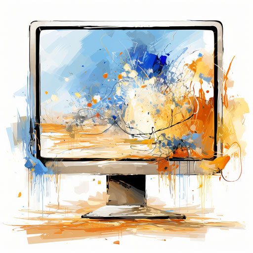 Impressionistic Art style monitor on white background – IMAGELLA